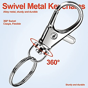 60PCS Metal Swivel Snap Hooks with Key Rings, LEOBRO 30PCS Small Lobster Claw Keychains Clasps and 30PCS Key Chain Ring for Keychain Clip, Lanyard, Key, Jewelry Making, Art Crafts, Silver