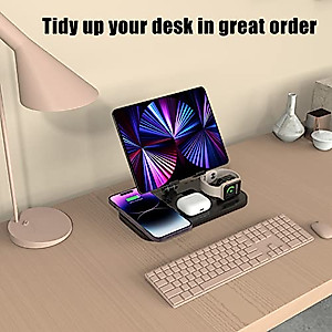 Wireless Charging Station for Apple Multiple Devices, Wired Charger for Tablet Stand iPad Holder, Wireless Charger for iPhone 14 Pro Max/13/12, AirP od Pro 3/2, Watch Charger for iWatch Series 8/7/6