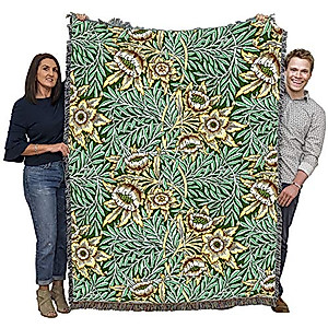 Pure Country Weavers William Morris Tulip and Willow Bay Blanket - Arts & Crafts - Gift Tapestry Throw Woven from Cotton - Made in The USA (72x54)