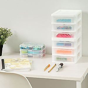 IRIS USA Small 3-Drawer Desktop Organizer, 4 Pack, Stackable, for Office, School, Stationary, Makeup Organizer, Bathroom, Utility, Medical Supplies, Desk Organizer, Versatile Storage, White