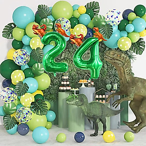 40 Inch Green Number 2 & 2 Pcs Mini Dinosaur Balloon for Boys Birthday Party Decorations, 2nd Birthday Dinosaur Party Supplies, Green Jungle Dinosaur Theme Birthday Party Balloons Decorations