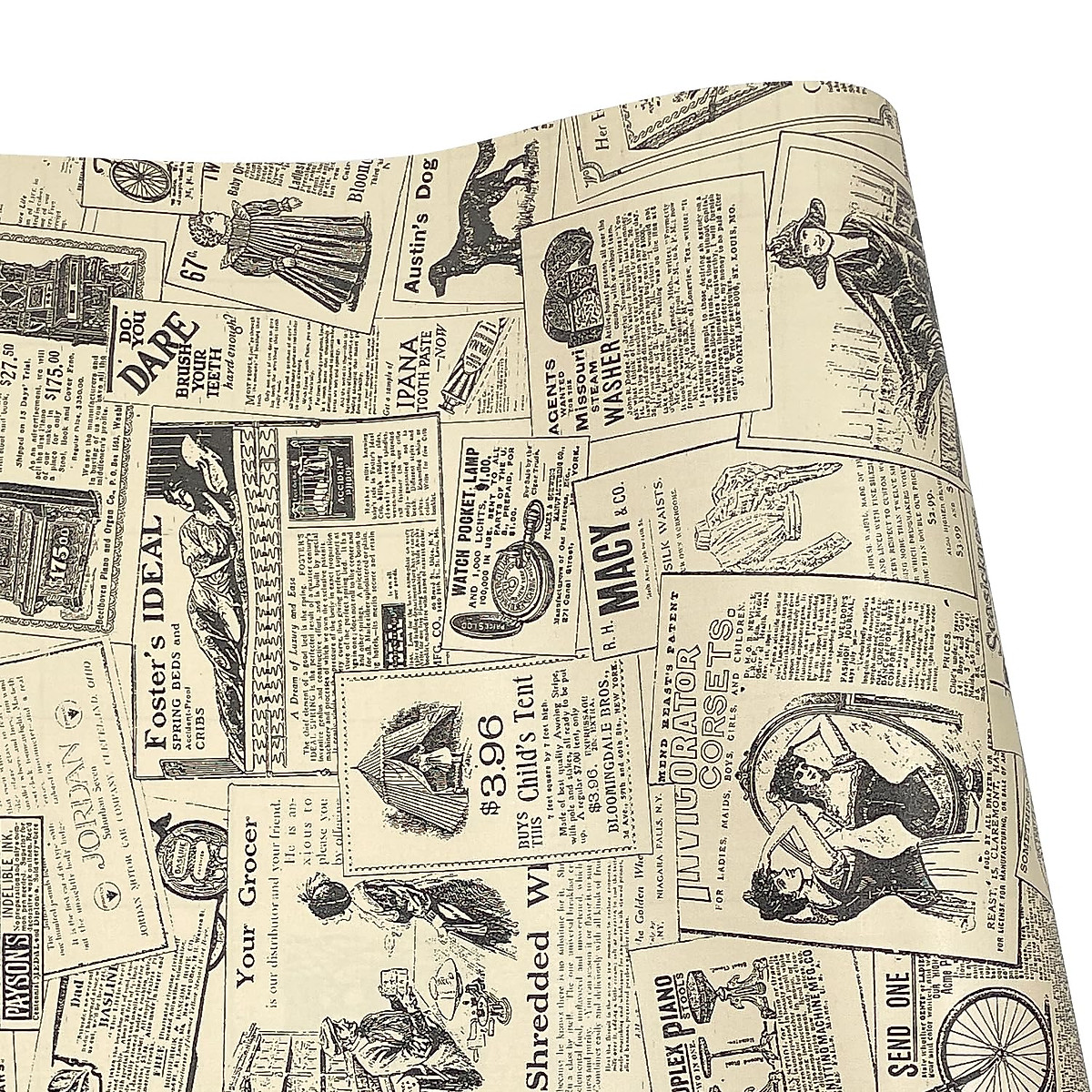 Yifely Old Fashion Newspaper Furniture Protective Paper Roll Peel Stick Shelf Drawer Liner Locker Sticker 17.7 Inch by 13 Ft