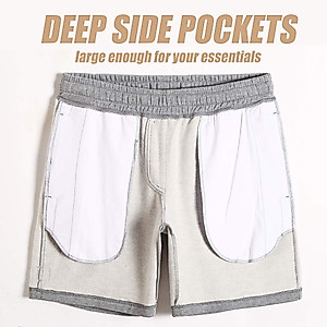 maamgic Mens Athletic Shorts 9" Cotton Casual Shorts Elastic Waist Lounge Sweat Shorts Workout Gym Shorts with Pockets Cushion Light Gray