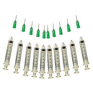 Creative Hobbies® Glue Applicator Syringe for Flatback Rhinestones & Hobby Crafts, 5 Ml with 21 Gauge Green Precision Tip - Value Pack of 10