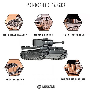 METAL-TIME PONDEROUS Panzer, 3D Metal Tank Model Kits for Adults or Teens, DIY Metal Puzzle Model Kit, 3D Metal Model Brain Teaser Puzzle - Great Gift Idea, 188 PCS.