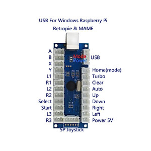 SJ@JX 2 Player Arcade Game Stick DIY Kit Buttons with Logo LED 8 Way Joystick USB Encoder Cable Controller for PC MAME Raspberry Pi Red Blue