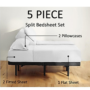 Real 1000-Thread-Count, 100% Certified Egyptian Cotton |5 PC Split King Size, Plum Color| Split Sheet Set for Adjustable Bed, Fits Mattresses upto 18" Deep Pockets, Soft Silky Sateen Weave