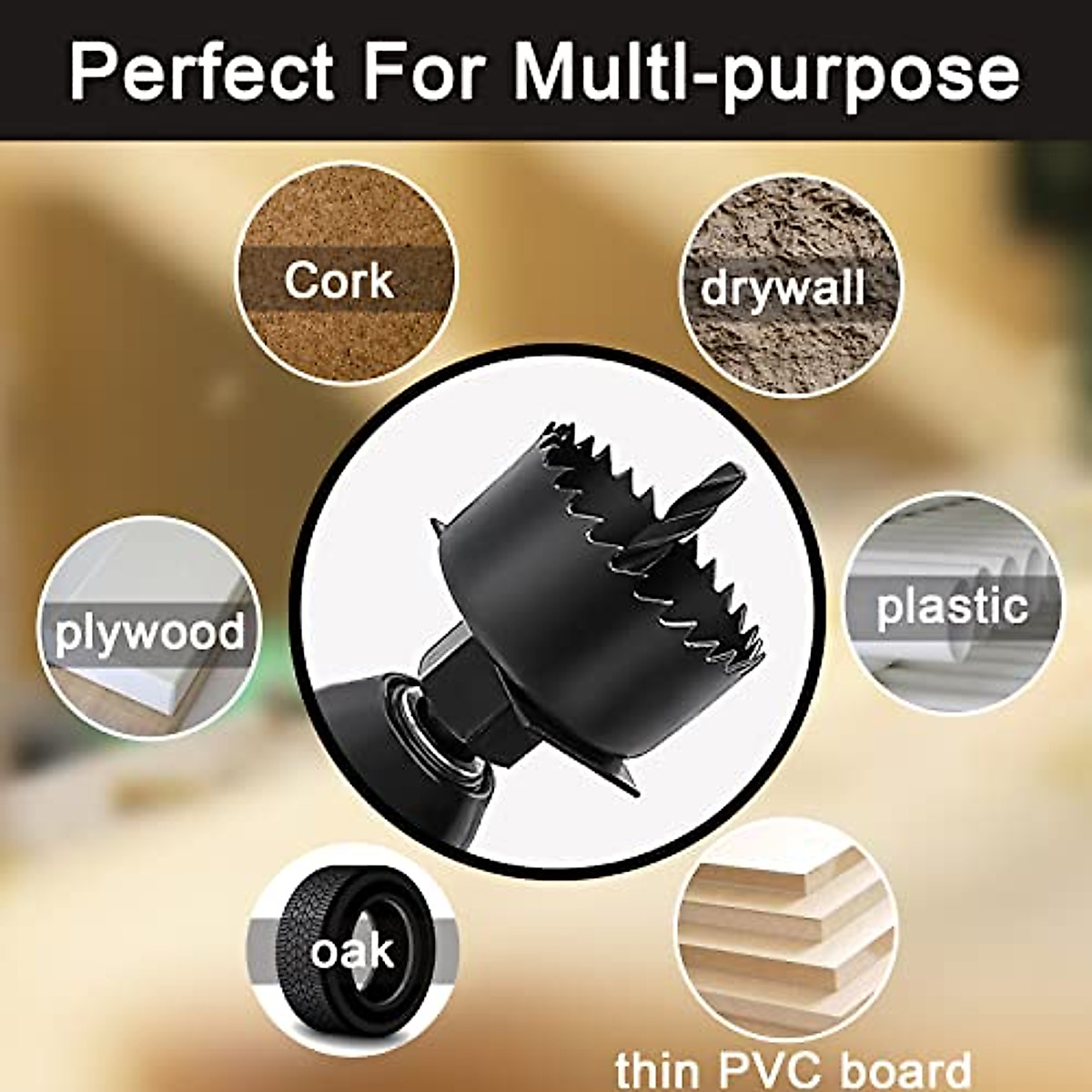 Hole Saw Set, 23Pcs Hole Saw Kit with 13Pcs Saw Blades, General Purpose 3/4" to 5" (19mm-127mm) Hole Saw, Mandrels, Hex Key with Storage Box, Ideal for Soft Wood, PVC Board