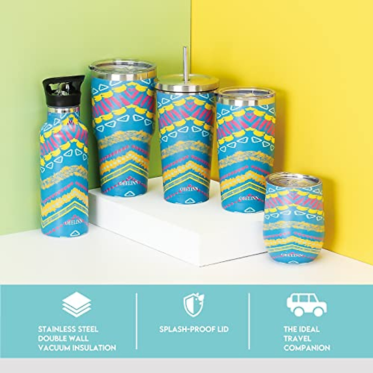 OEELINN 17oz Water Bottle -Leak Proof Vacuum Insulated Stainless Steel Double Walled Thermo Mug for Hiking Biking Sport