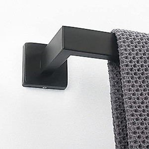 NearMoon Bathroom Towel Bar, Bath Accessories Premium Thicken Stainless Steel Square Shower Towel Rack for Bathroom, Towel Holder Wall Mounted (2 Pack, Matte Black, 24 Inch)