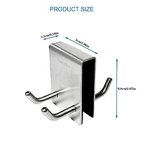 Leermine Shower Door Hooks, Double Side Towel Hooks for Bathroom Frameless Glass Shower Door, Towel Rack Hanger Shower Hooks for Towel, Bath Robe, 2-Pack, Short Hooks