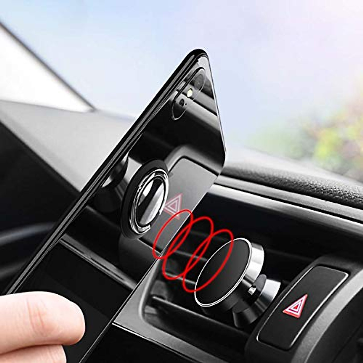 Universal Mobile Phone 360° Finger Ring Stand Holder Magnetic Car Air Vent Mount Bracket Phone Ring Holder Finger Kickstand