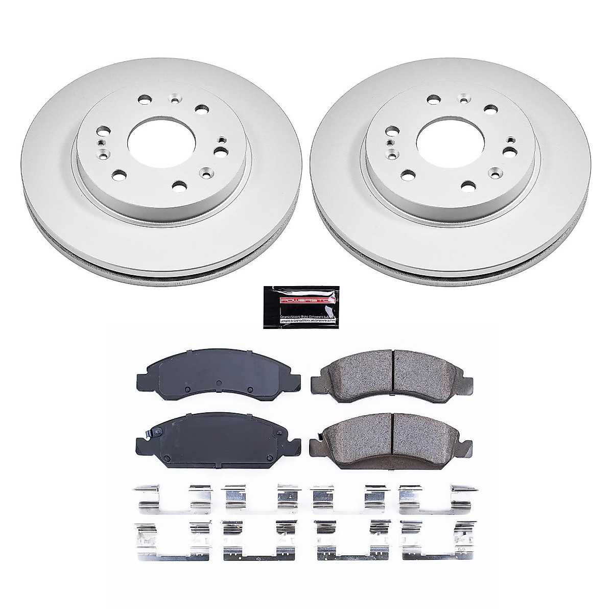 Power Stop CRK2069 Front Ceramic Brake Pads and Coated Brake Rotors Kit For Escalade XTS Chevy Avalance Express Silverado 1500 Suburban Tahoe GMC Sierra 1500 Yukon XL 1500 Yukon Denali
