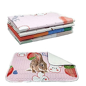 WEWAYKGJ Rabbit Cage Liners, 4 PCS Guinea Pig Bedding Mats Pet Waterproof Pee Pads Small Animals Soft Non-Slip Washable Training Pads for Cat Chinchilla Puppy