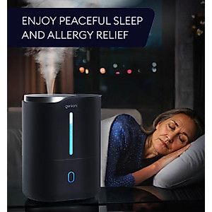 Top Fill Humidifier with Essential Oil Diffuser 4L for Home, Baby, Bedroom, Large Room & Indoor Plants, Cool Mist Ultrasonic Quiet Air Humidifiers, Automatic Humidity Control, Night Light (Black)