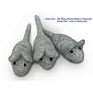 Earthtone Solutions Cat Mouse Toy - 3 Felted Wool Mouse Toys Without Catnip for Indoor Cats and Kittens - Large Handmade Mice