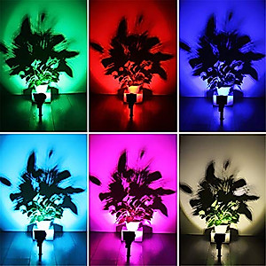 RGB Solar Spotlights Landscape Lights Outdoor 2-in-1 LED Spot Lights IP65 Waterproof Tree Lights Dusk-to-Dawn Solar Powered Security Wall Lamp for Garden Yard Floor Pathway Patio (7 Changing Colors)