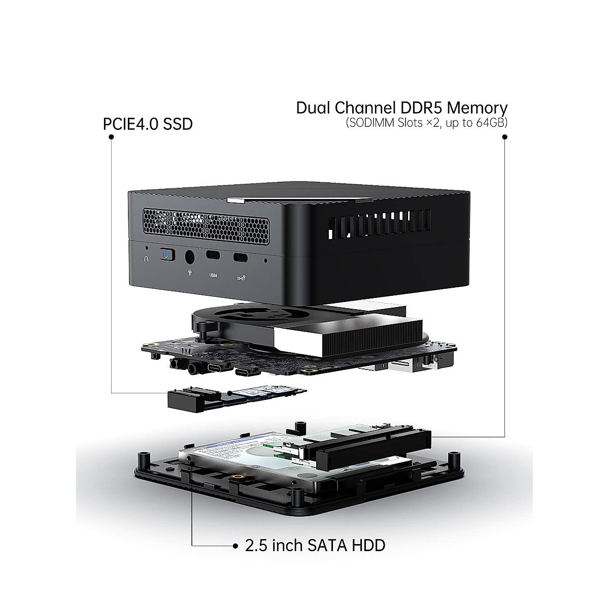 MINISFORUM Venus Series UM773 Lite Mini PC AMD Ryzen 7 7735HS up to 4.75GHz 32GB DDR5 512GB PCIe4.0 SSD AMD Radeon 680M Mini Computer, 2 x HDMI,1x USB4,5X USB Ports,WiFi 6,BT5. 2