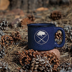 Rico Industries NHL Hockey Buffalo Sabres Navy Speckle 12oz Laser Engraved Campfire Mug