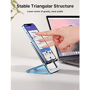 Cell Phone Stand, JSAUX Foldable Aluminum Adjustable Phone Holder for Desk Portable Travel Holder Office Desk Accessories Compatible for iPhone 14 13 12 11 Pro Max X Xr Samsung S22 S21 A53 Switch Grey