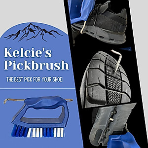 Kelcie's Handheld Shoe Cleaning Brush with Pick - Boot Brush & Cleat Cleaner for Golf, Soccer & Other Outdoor Footwear - Heavy-Duty Stiff Bristle Boot Scrubber for Cleaning Mud Off Shoes in Minutes