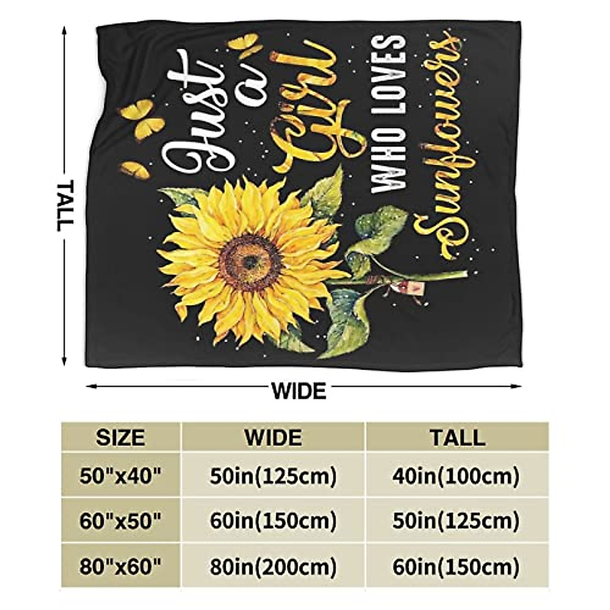 Sunflower Blanket Soft Lightweight Throw Blanket Comfortable Warm Bed Blanket for Bedroom Living Room Sofa Couch(50"x40")