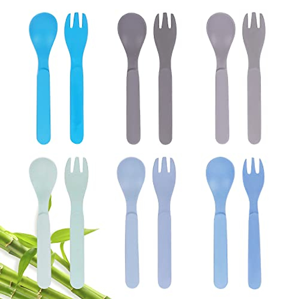 12pcs Bamboo Kids Spoons & Forks for Baby Feeding, Toddler Spoons & Forks Set, ableware for Baby Toddler Kids Bamboo Toddler Dishes & Dinnerware Sets