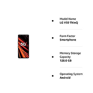 LG V50 ThinQ 5G 128GB LM-V450 5G Smartphone (Black, Verizon Locked) (Renewed)