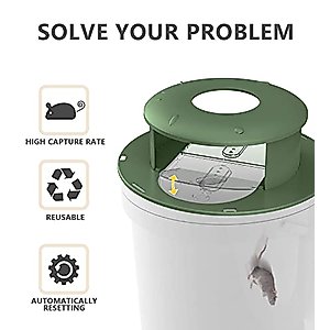 [Upgrate] Mouse Trap Bucket by CRILEAL, Rat Trap with Auto Reset Door Style, Bucket Lid Mouse Trap, Reusable Live Mouse Trap Fit 5Gallon Bucket, Mice Trap for Garden/Indoor& Outdoor,Green
