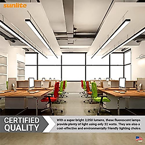 Sunlite 30195 T8 Linear Fluorescent Lamp, 32 Watts, 3050 Lumens, F32T8/SP841, 4100K Cool White, Medium G13 Bi Pin Base, High Performance Straight Tube, 30 Pack