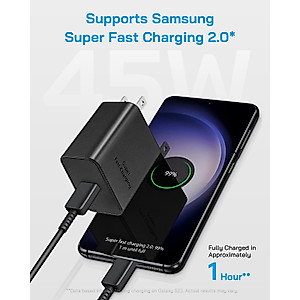 2 Pack USB C Charger for 45W Samsung Super Fast Charger with 6 FT Type C to C Fast Charging Cable Compatible with Glalaxy S23 Ultra/S23/S23+/S22 Ultra/S22+/S21, Galaxy Tab S8+
