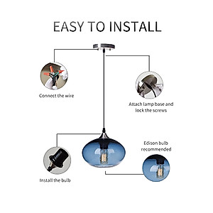 ARIAMOTION Pendant Lighting for Kitchen Island Blown Glass Blue Modern Seeded Bubbles Mini Light Fixtures Dining table Bathroom Bedroom Sink Brushed Nickel 8.5 inch Diam 2 Pack