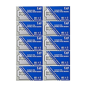 50 Stainless Steel Double Edge Safety Razor Blades from Kai Cutlery