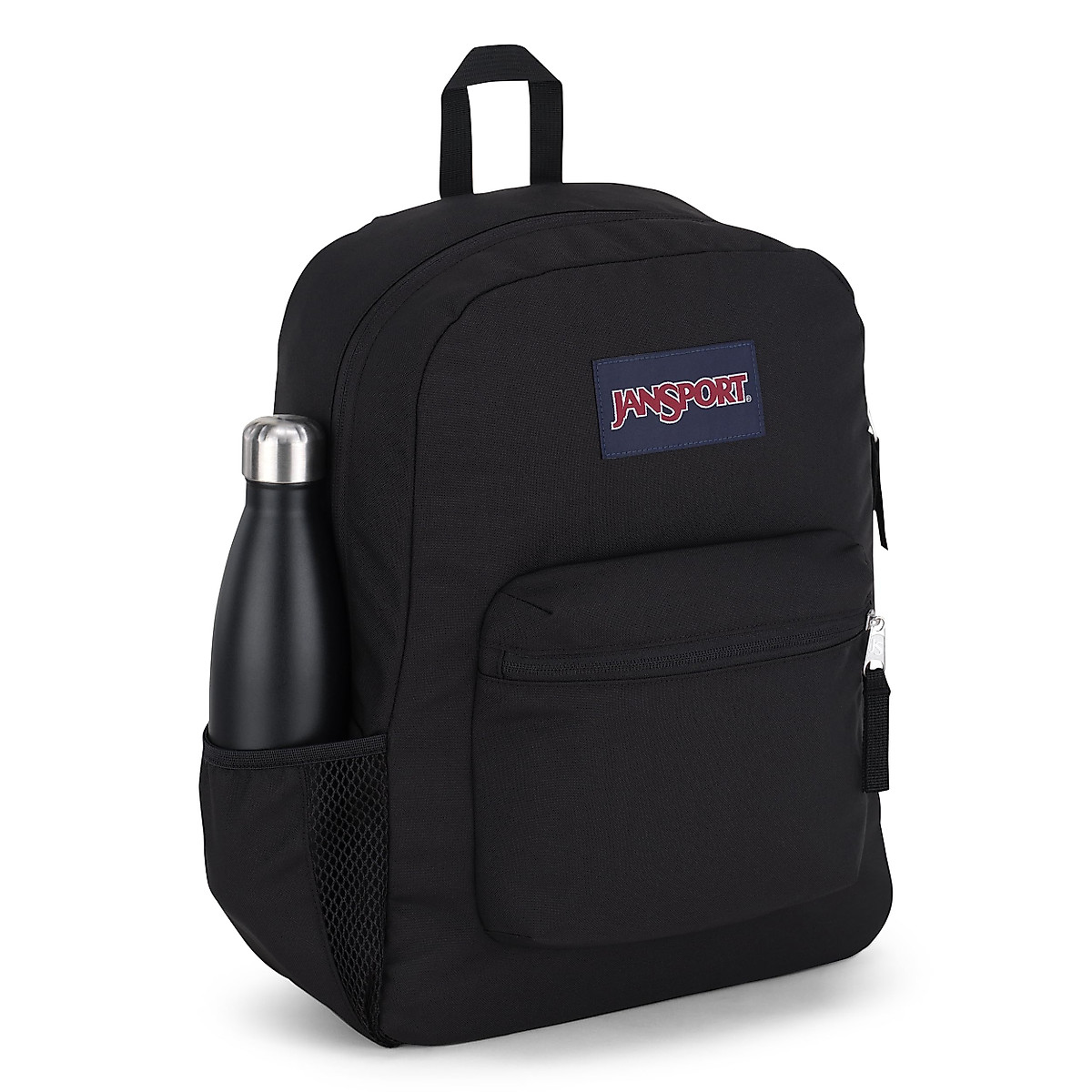 JanSport Cross Town School Backpack, Black, 17" x 12.5" x 6" - Simple Bookbag for Girls, Boys, Adults with 1 Main Compartment, Front Utility Pocket - Premium School Accessories