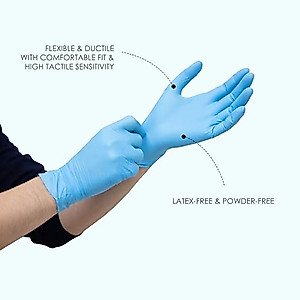 VOS Disposable Gloves| Heavy Duty | Powder Free | Latex Free Rubber | 100 Count Box |food Safe