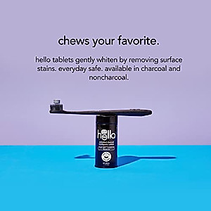 Hello Activated Charcoal Teeth Whitening Eco Friendly Travel Toothpaste Tablets, Fresh Mint and Coconut Oil, Fluoride Free, TSA Compliant, Vegan, SLS Free, Plastic-Free, 60 Tablets
