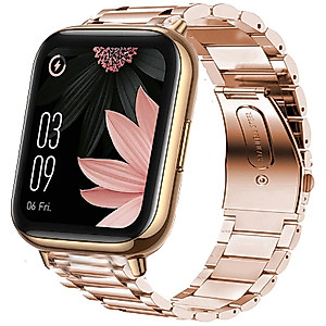 Compatible for AGPTEK Smartwatch Band, Stainless Steel Metal Replacement Straps for AGPTEK 1.69"(43mm) Smartwatch/MuGo Smartwatch/Rinsmola 1.69" Smart Watch/Motast 1.69" Smartwatch (Rose Gold)