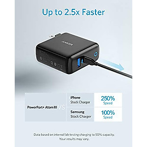 Anker 60W PIQ 3.0 & GaN Tech Dual Port Charger, PowerPort Atom III (2 Ports) Charger with a 45W USB C Port, for USB-C Laptops, MacBook, iPad Pro, iPhone, Galaxy, Pixel and More