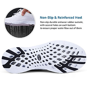 Racqua Mens Womens Lightweight Quick Drying Aqua Water Shoes Athletic Sport Walking Shoes Swimming Shoes White 7 Women/6 Men