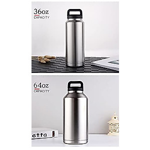 GORILLA GEAR Vacuum Insulated 36 oz Leak-Proof Water Bottle || Double Walled Stainless Steel - Midnight Black