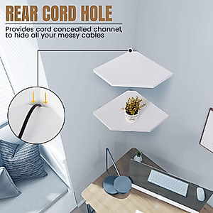 Corner Shelf Wall Mount, Corner Floating Shelves, Set of 4 Corner Wall Shelf Organizer, Rustic Wood Wall Storage Display Shelves for Living Room Bedroom Bathroom Kitchen, Rustic White