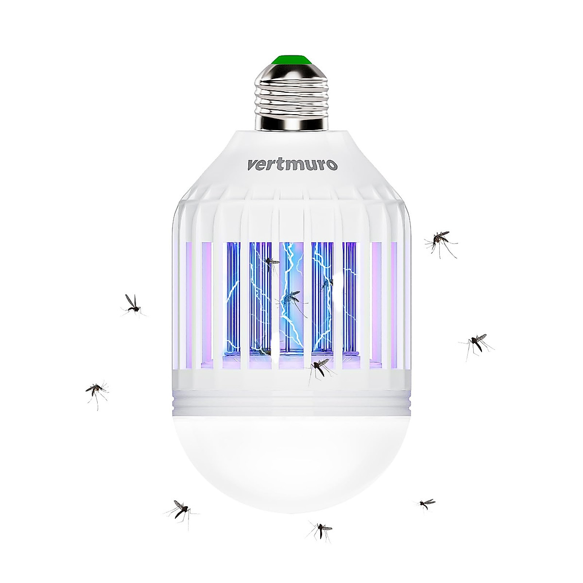 vertmuro Bug Zapper Light Bulb, 2-in-1 Indoor Electric Mosquito Killer Lamp with UV LED Light, Fly Insects Trap for Home Entryway Balcony Patio(1 Pack)