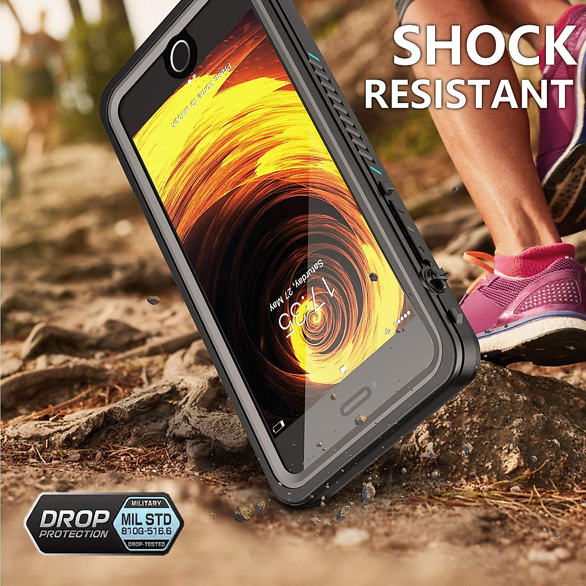 AMILIFECASES iPhone 7/8 Plus Waterproof Case - Shockproof, Sandproof, Dirtproof IP68, Full Body Protection, Black/Clear