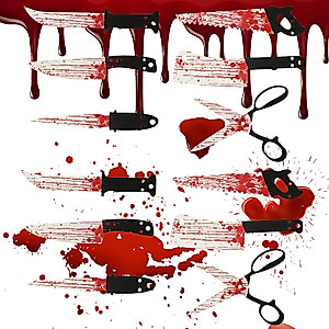4 Pieces Halloween Vampire Party Decorations Supplies Have A Killer Birthday Banner Halloween Knife Hanging Banner for Halloween Horror Themed Birthday Decorations