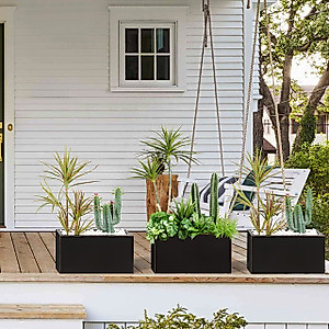 Wallowa Metallic Heavy Rectangle Planter Box for Outdoor/Indoor 25Lx11Wx13H Inches 22Pounds Black