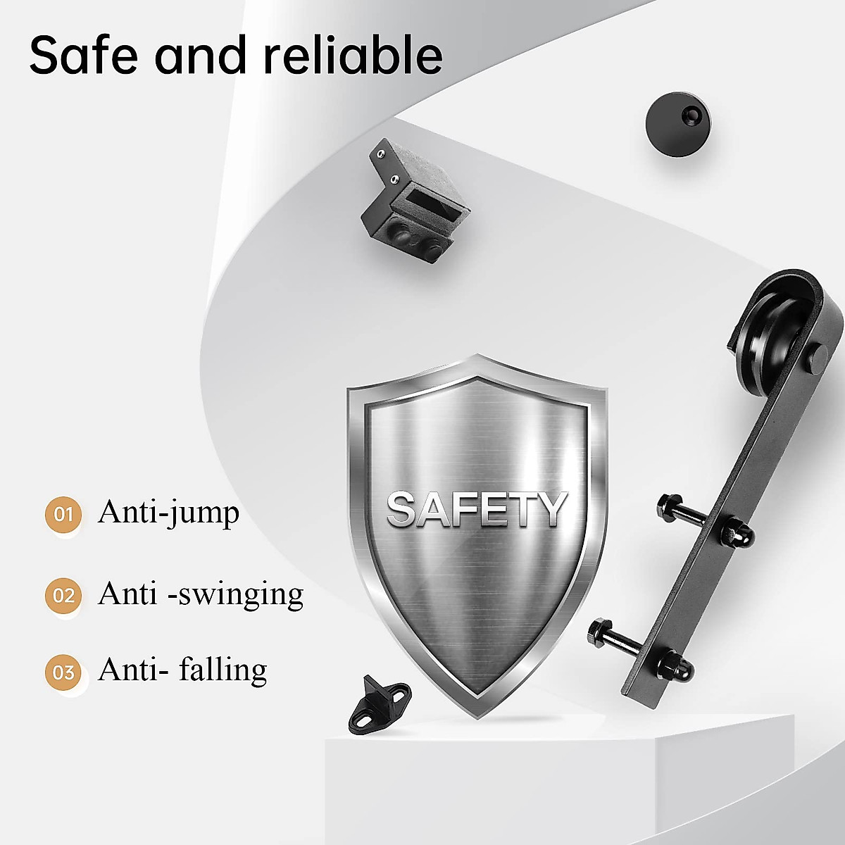 EaseLife 16 FT Double Door Sliding Barn Door Hardware Track Kit,Basic J Pulley,Heavy Duty,Slide Smoothly Quietly,Easy Install (16FT Track Kit for Double 48" Wide Door)