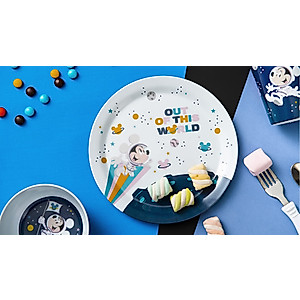 Zak Designs Disney Mickey Mouse Kids Dinnerware Set Includes Plate, Bowl, Tumbler and Utensil Tableware, Made of Non-BPA Durable Material and Perfect for Kids (5 Piece Set, Space, Non-BPA)