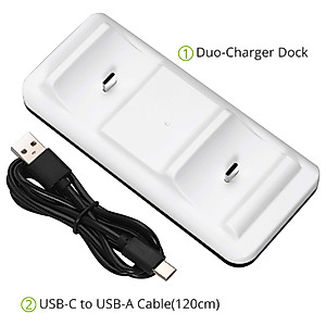 Mini PS5 Controller Charger, LiNKFOR Charging Dock Station for PS5, Fast Dual Charger Accessories for PlayStation 5 DualSense Controller with USB Cable, White