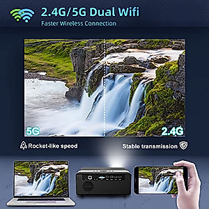 5G WiFi Bluetooth Projector Native 1080P,800ANSI Lumen 4K Ultra HD Projector for Home Theater Outdoor Movie,Smart Video Projector Wireless Phone Mirroring & Android OS for YouTube Netflix Disney+ Hulu