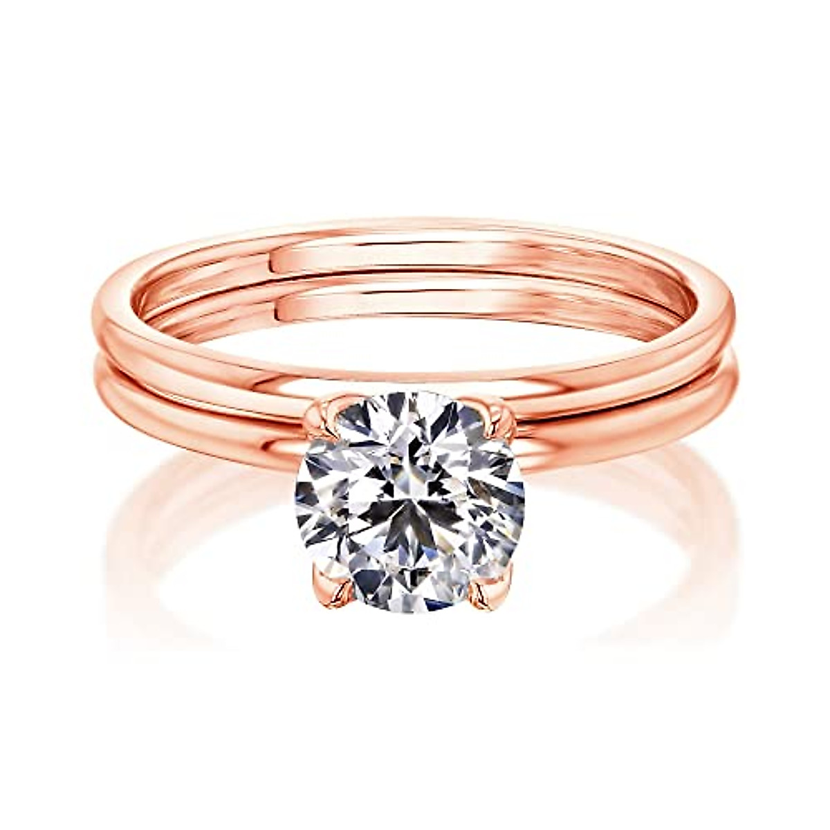 1 Carat IGI Round Floating Tulip Solitaire Bridal Set - 7.0 / yellow-gold / DE